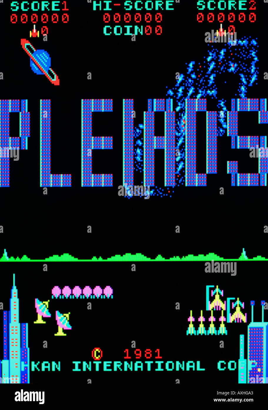 Pleiads Tehkan 1981 Vintage arcade videogame screen shot - EDITORIAL ...