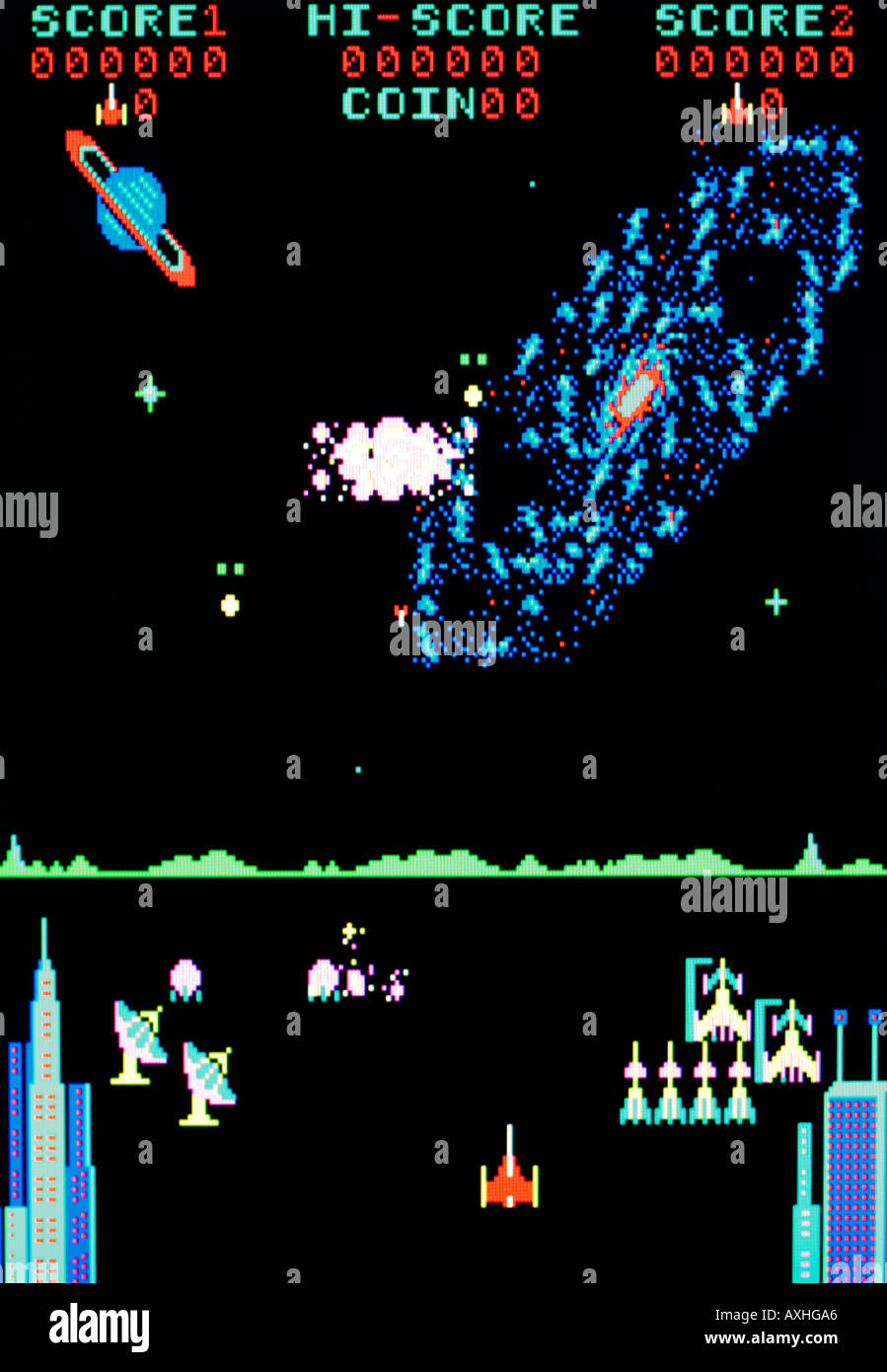 Pleiads Tehkan 1981 Vintage arcade videogame screen shot - EDITORIAL ...