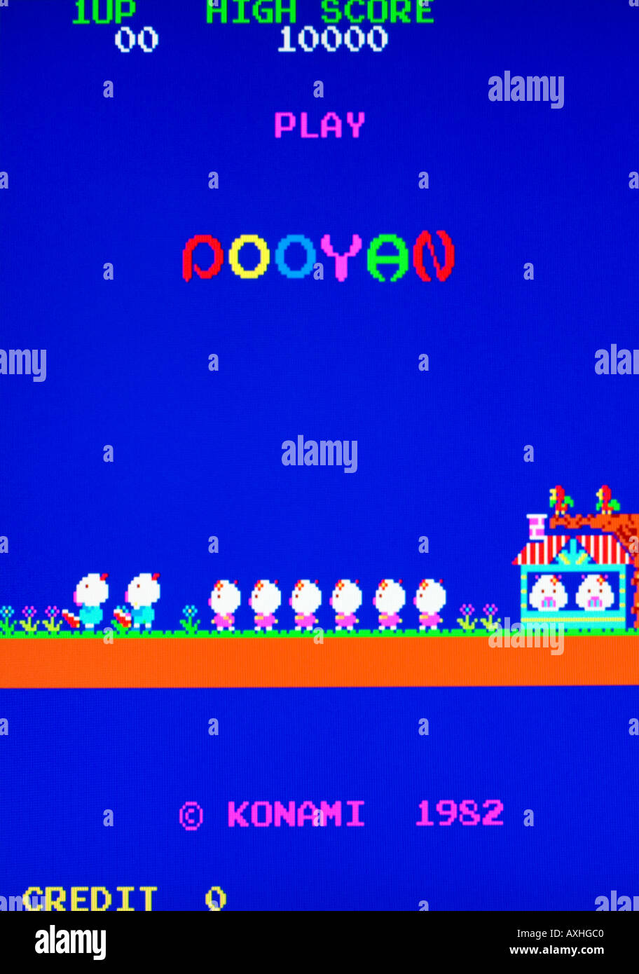 Pooyan Konami 1982 Vintage arcade videogame screen shot - EDITORIAL USE ...