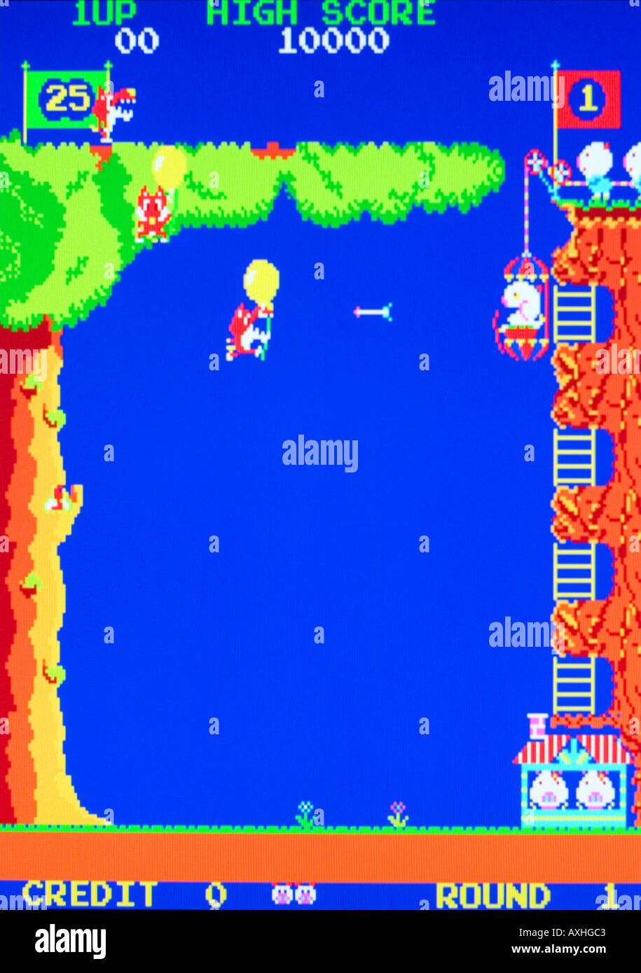 Pooyan Konami 1982 Vintage arcade videogame screen shot - EDITORIAL USE ...