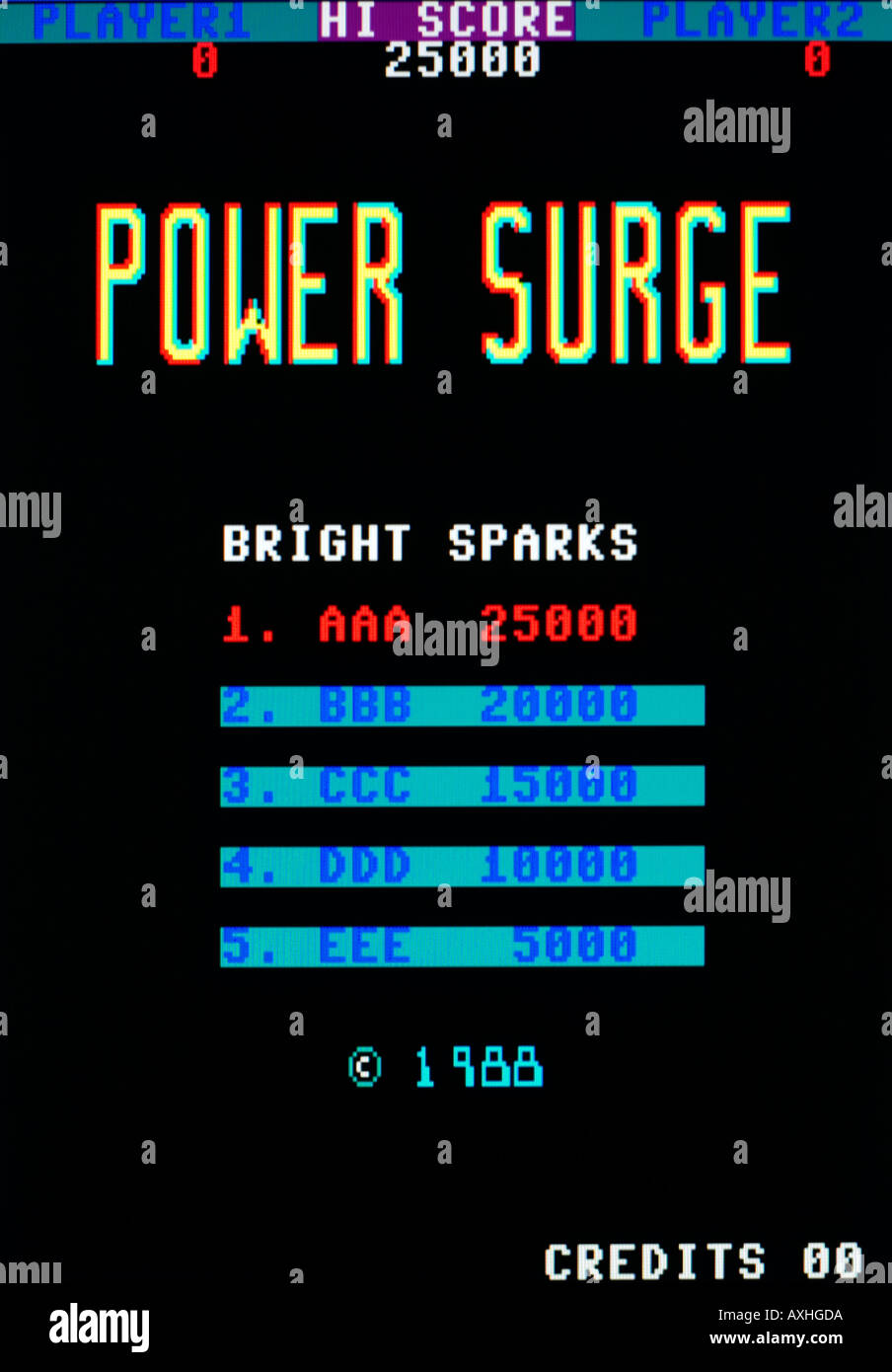 Power Surge 1988 Vintage arcade videogame screen shot - EDITORIAL USE ...