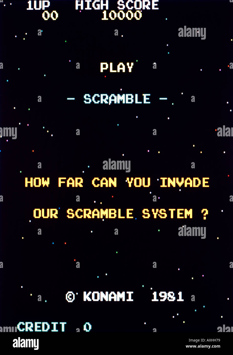 Scramble Konami 1981 Vintage arcade videogame screen shot - EDITORIAL ...