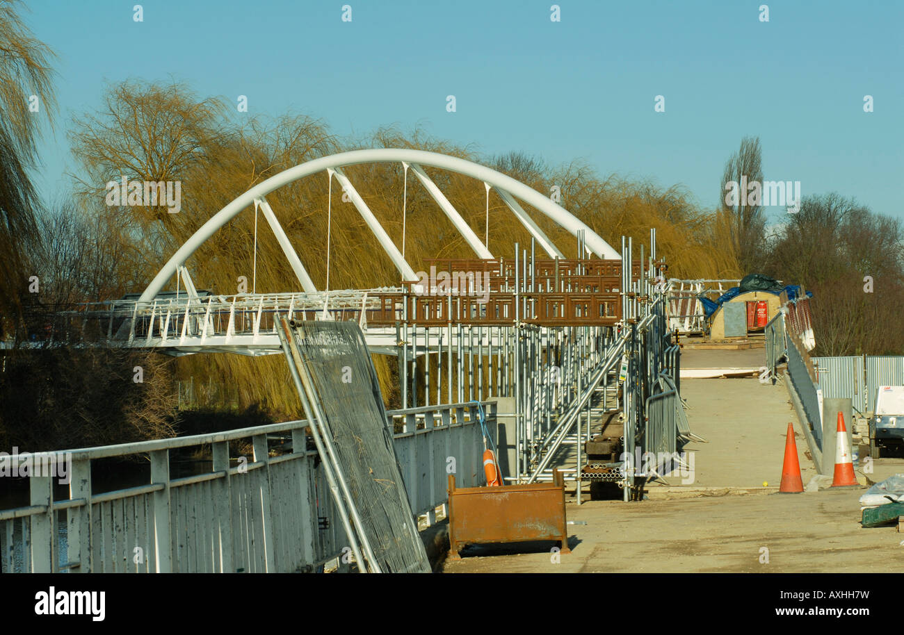 The Riverside Bridge under construction in Cambridge England Stock ...