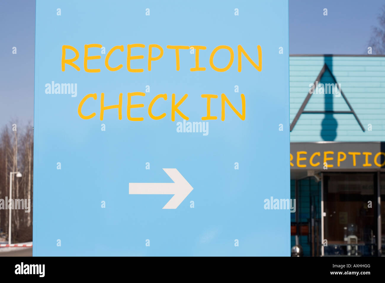 Reception check in sign at Nallikari camping site Oulu Finland Stock ...