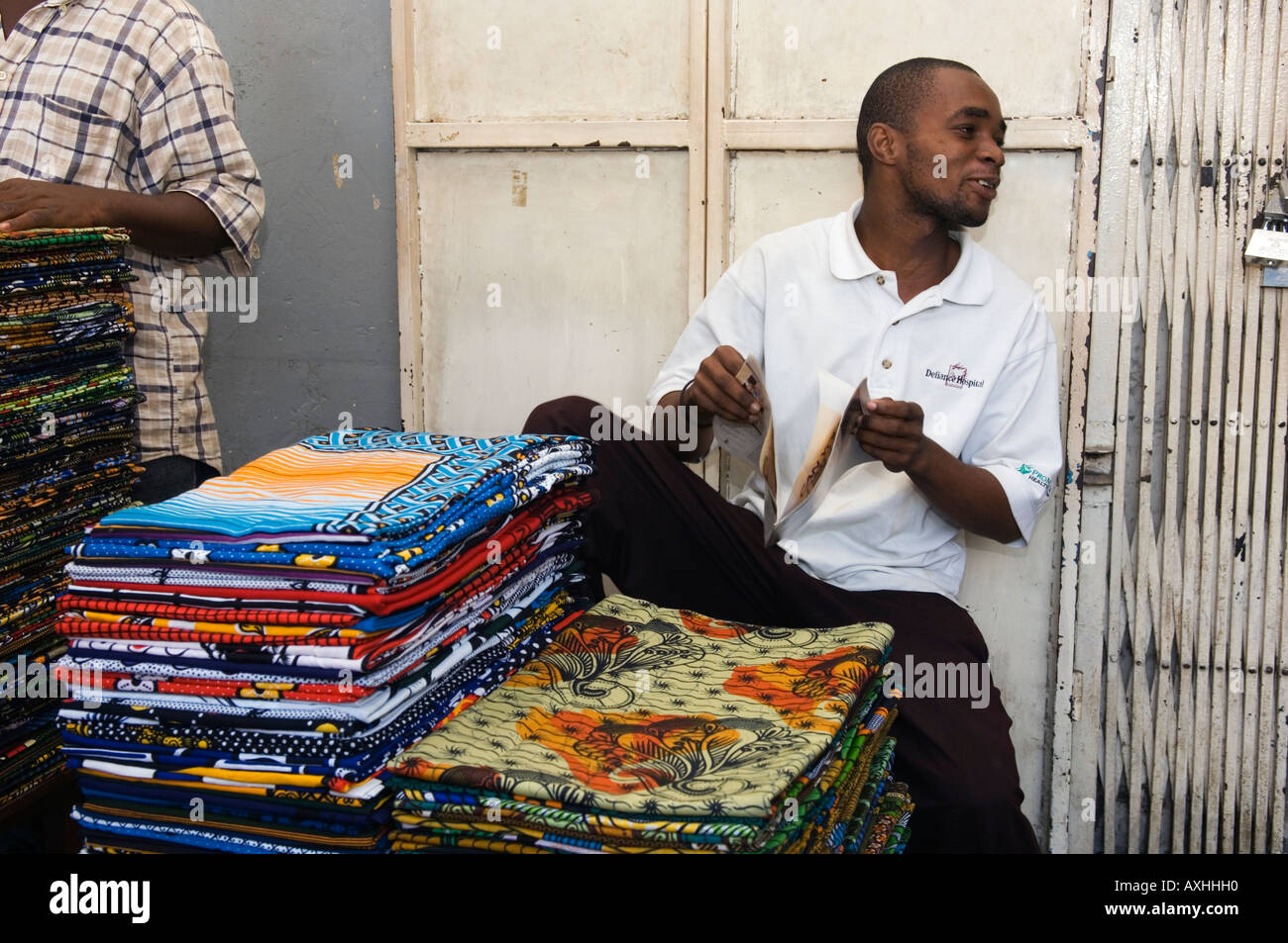 Tanzania Dar es Salaam typical kanga and kitenge shop cotton wraps worn ...