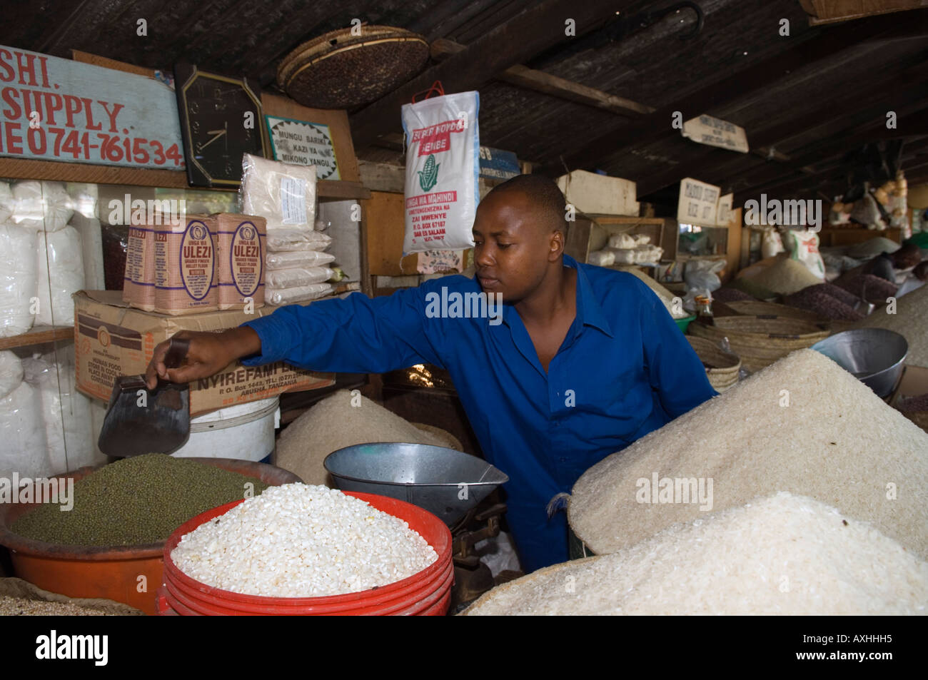 Tanzania Dar es Salaam small basic grocery shop at the market Stock ...