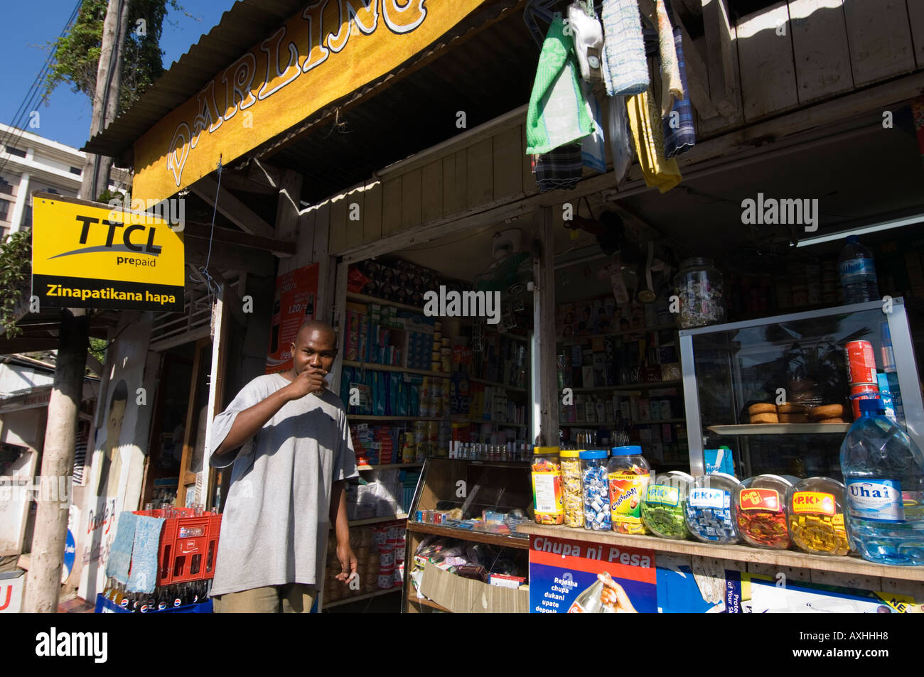 Tanzania Dar es Salaam typical little corner shop Stock Photo - Alamy