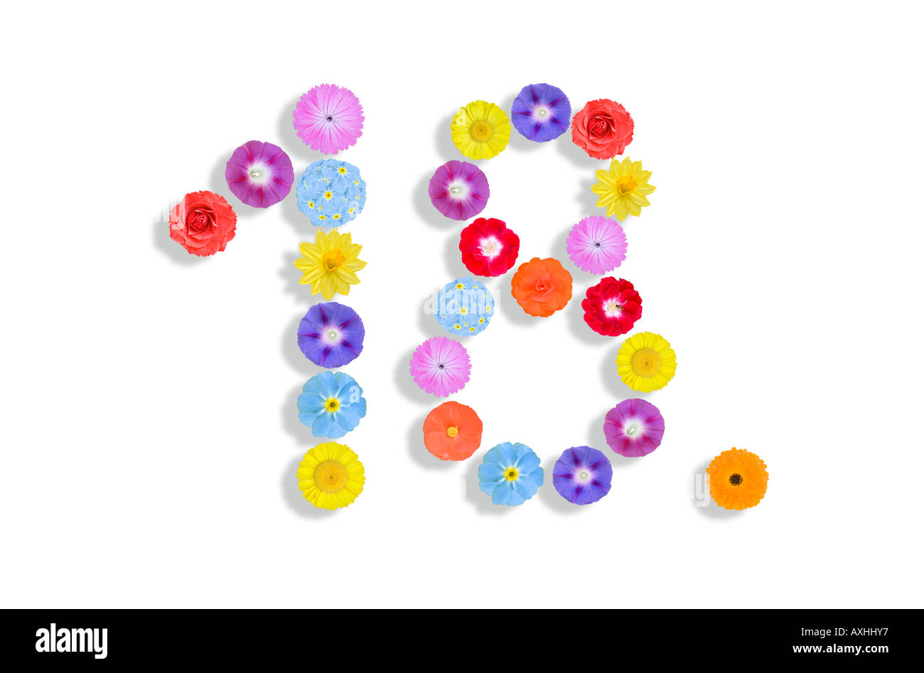 numbers written with flowers 18th Stock Photo - Alamy