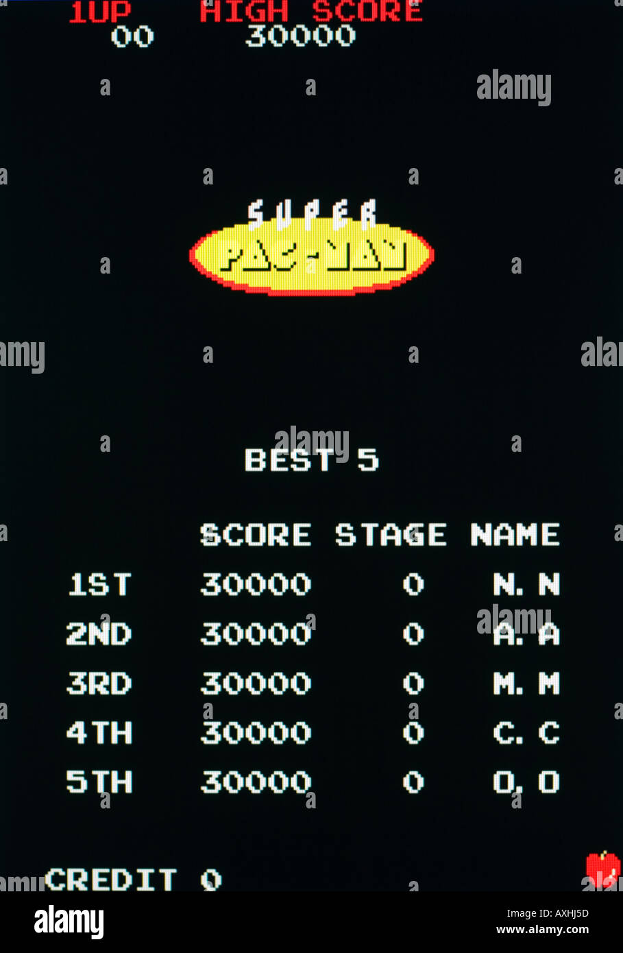 Super Pac Man Pacman Bally Midway 1982 Vintage arcade videogame screen ...