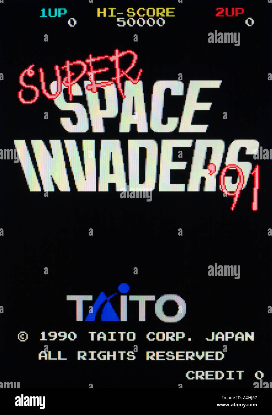 Super Space Invaders 91 Taito 1990 Vintage arcade videogame screen shot ...