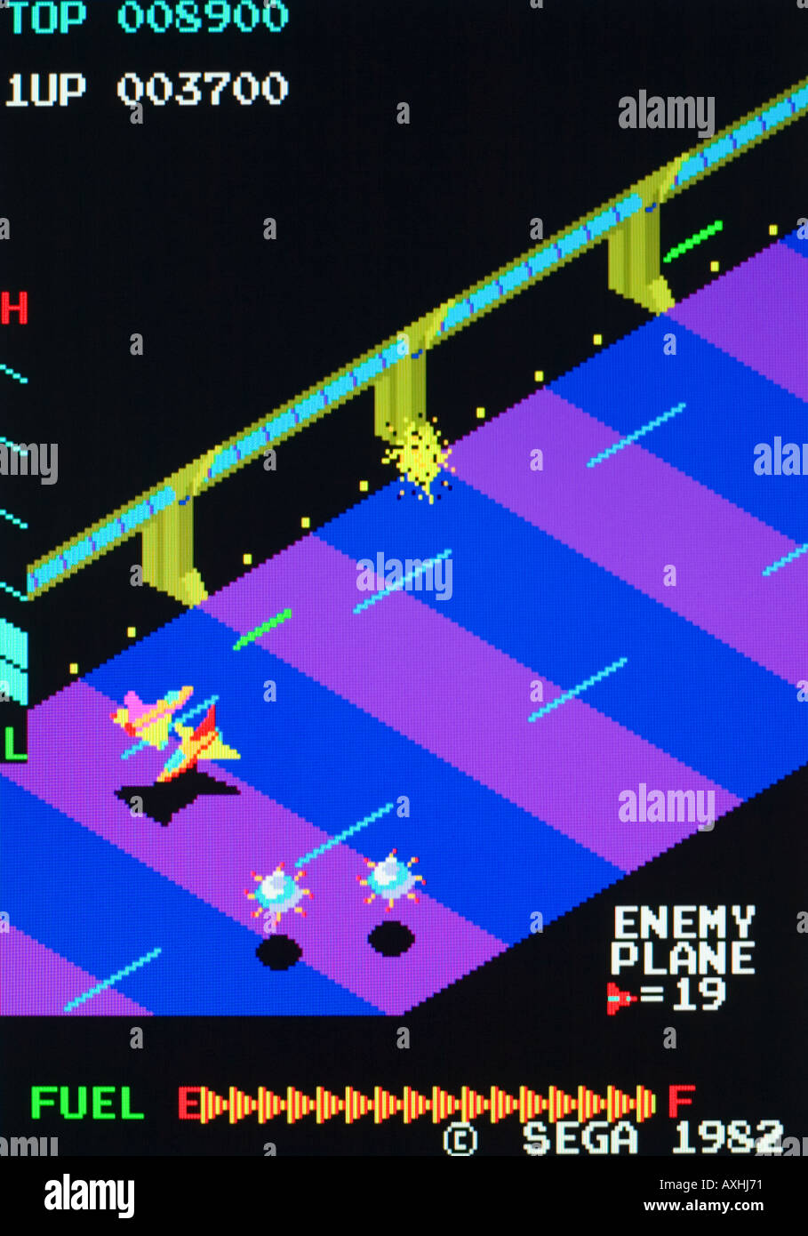 Super Zaxxon Sega 1982 Vintage arcade videogame screen shot - EDITORIAL ...