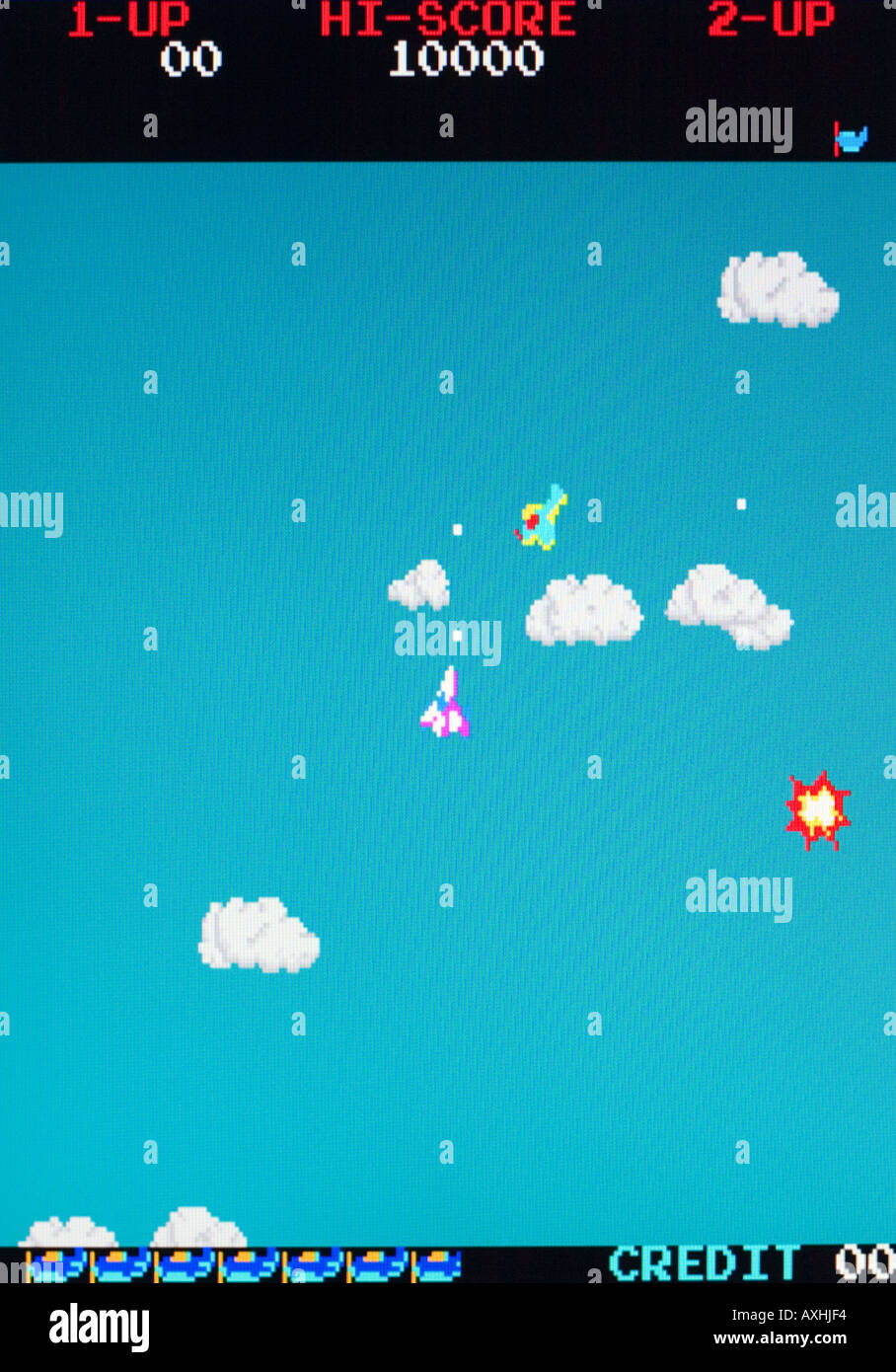 Time Pilot Konami 1982 Vintage arcade videogame screen shot - EDITORIAL ...