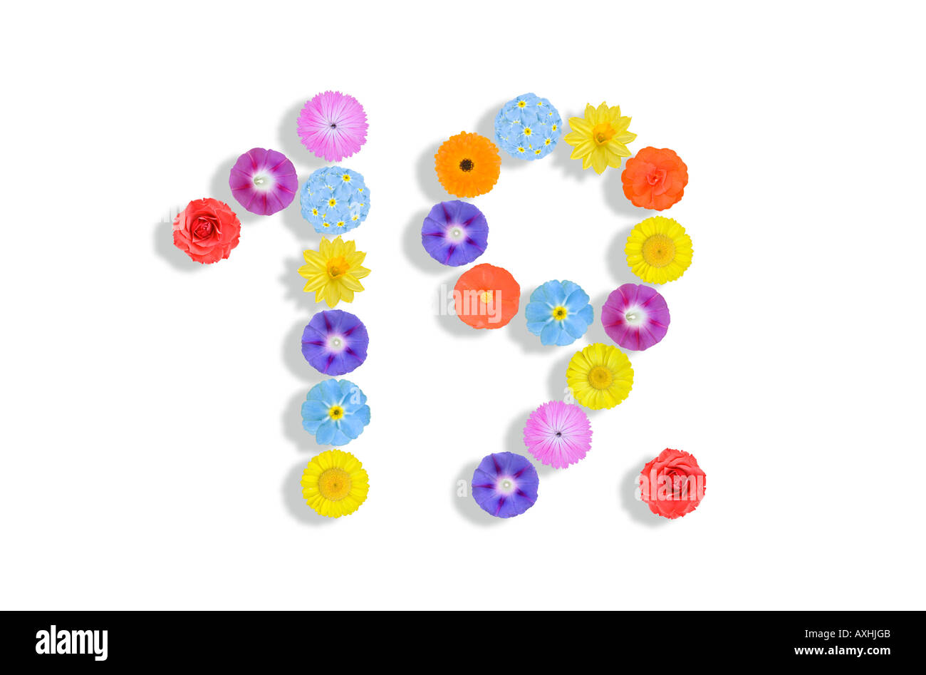 numbers written with flowers 19th Stock Photo - Alamy