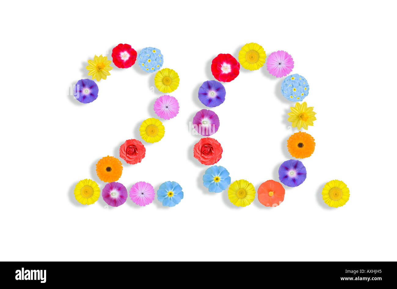 numbers written with flowers 20th Stock Photo - Alamy