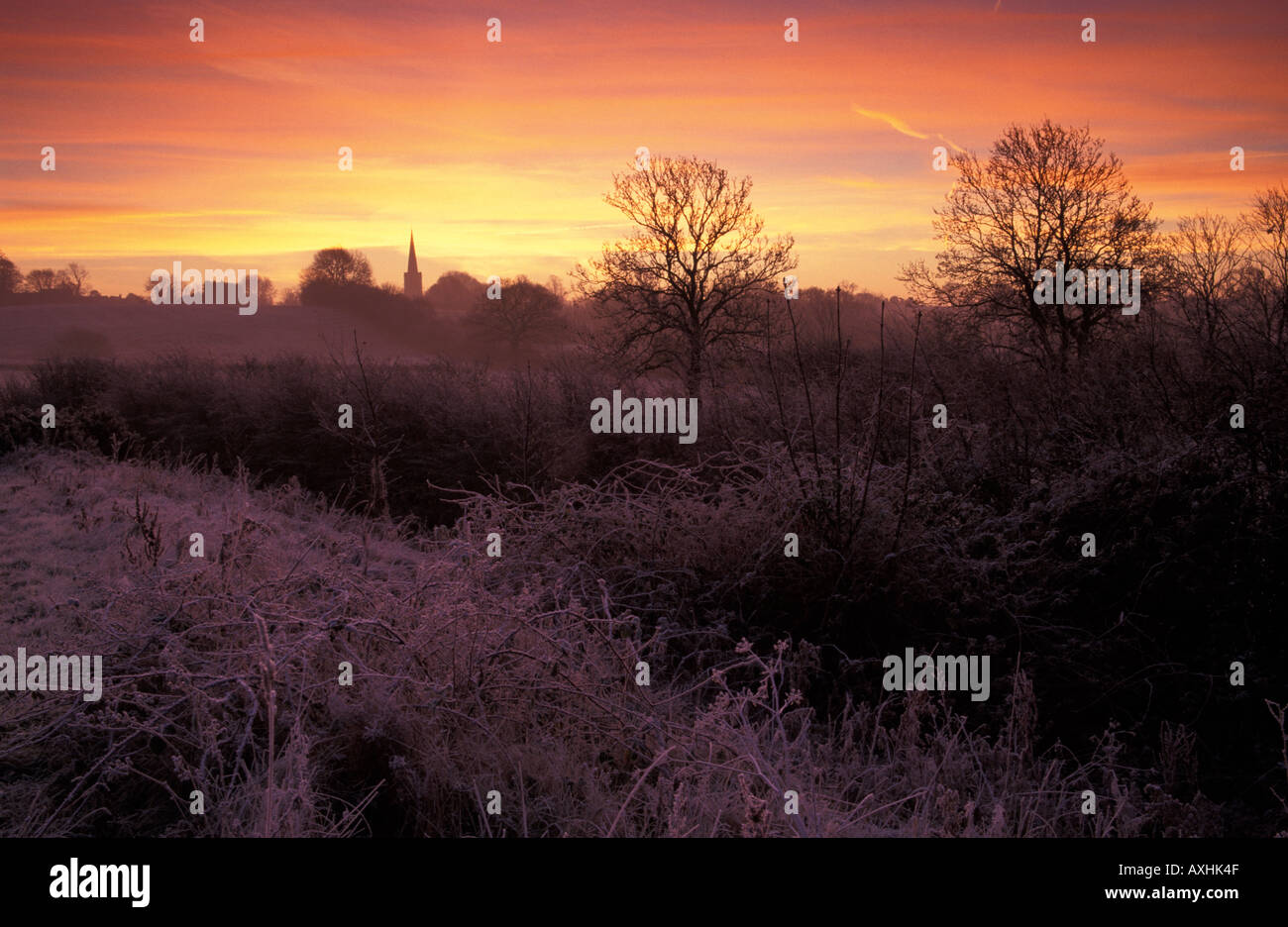 Naseby Church in a Winter Landscape, Northamptonshire, England, UK ...