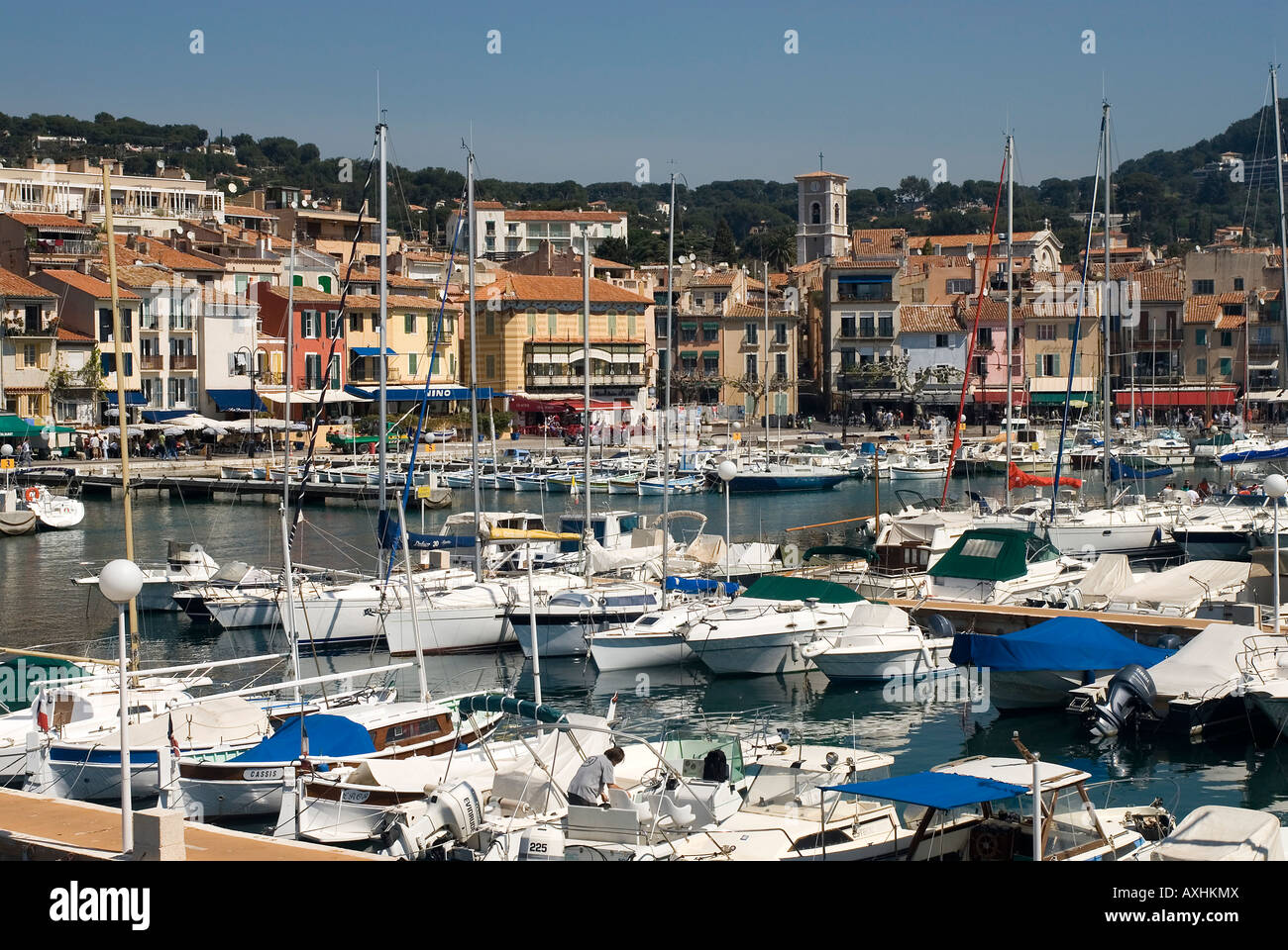 Cassis harbour and village Stock Photo - Alamy