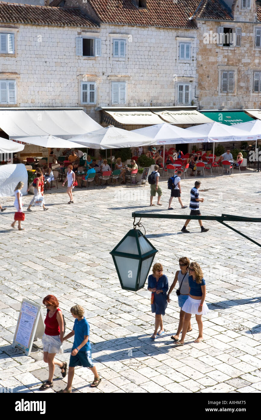 People in Pjaca the main Town square Hvar Town Hvar Island Croatia ...