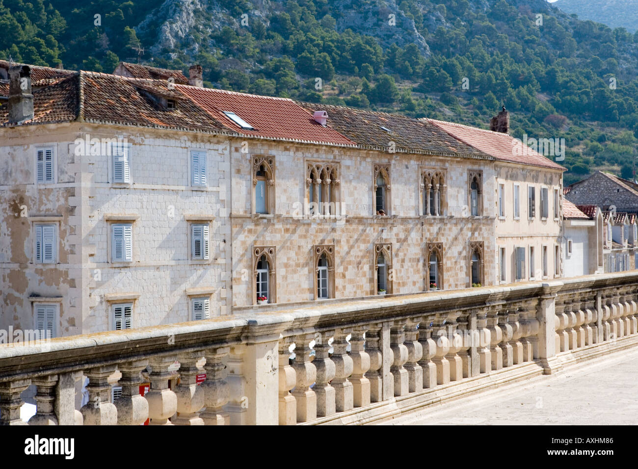 View of Croatian buildings in Hvar town Hvar Island Croatia Stock Photo ...