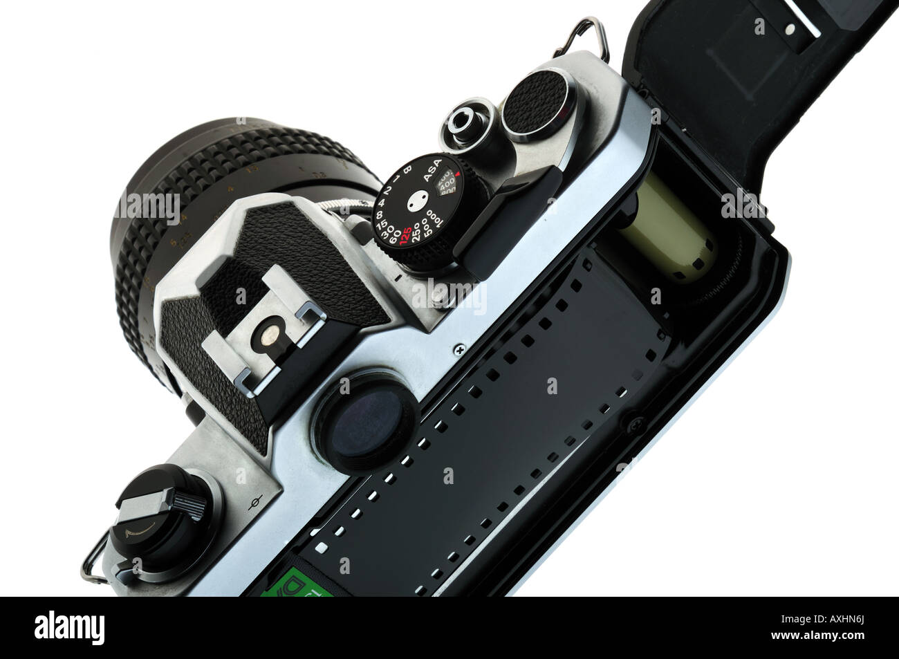 Open film camera set isolated background white Stock Photo - Alamy