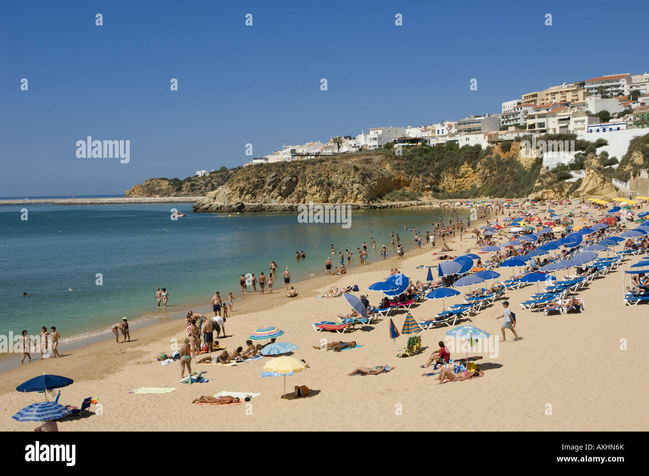 Portugal the Algarve Albufeira main beach in spring Stock Photo - Alamy
