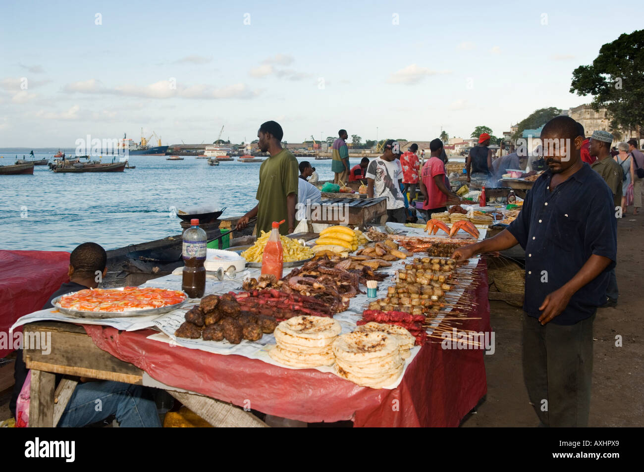 Tanzania Zanzibar Stone Town Forodhani Gardens is a popular eating spot ...