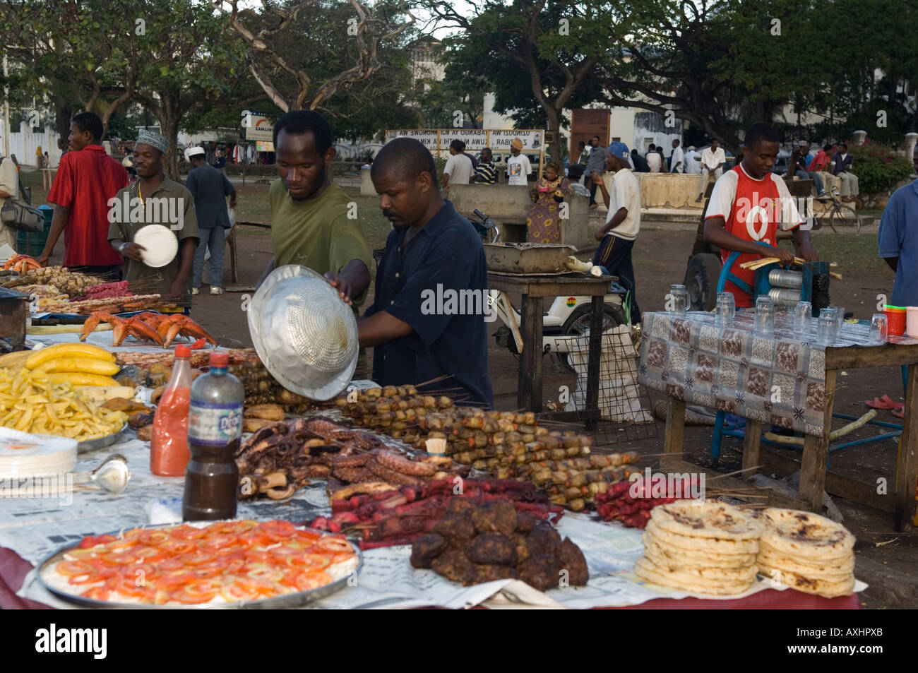 Tanzania Zanzibar Stone Town Forodhani Gardens is a popular eating spot ...