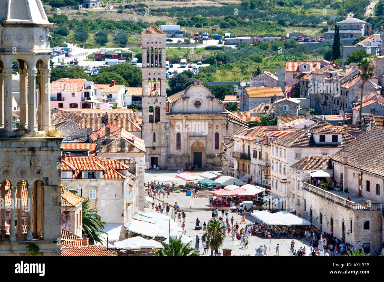 Hvar Town Pjaca town square and cathedral Hvar Town Croatia Stock Photo ...