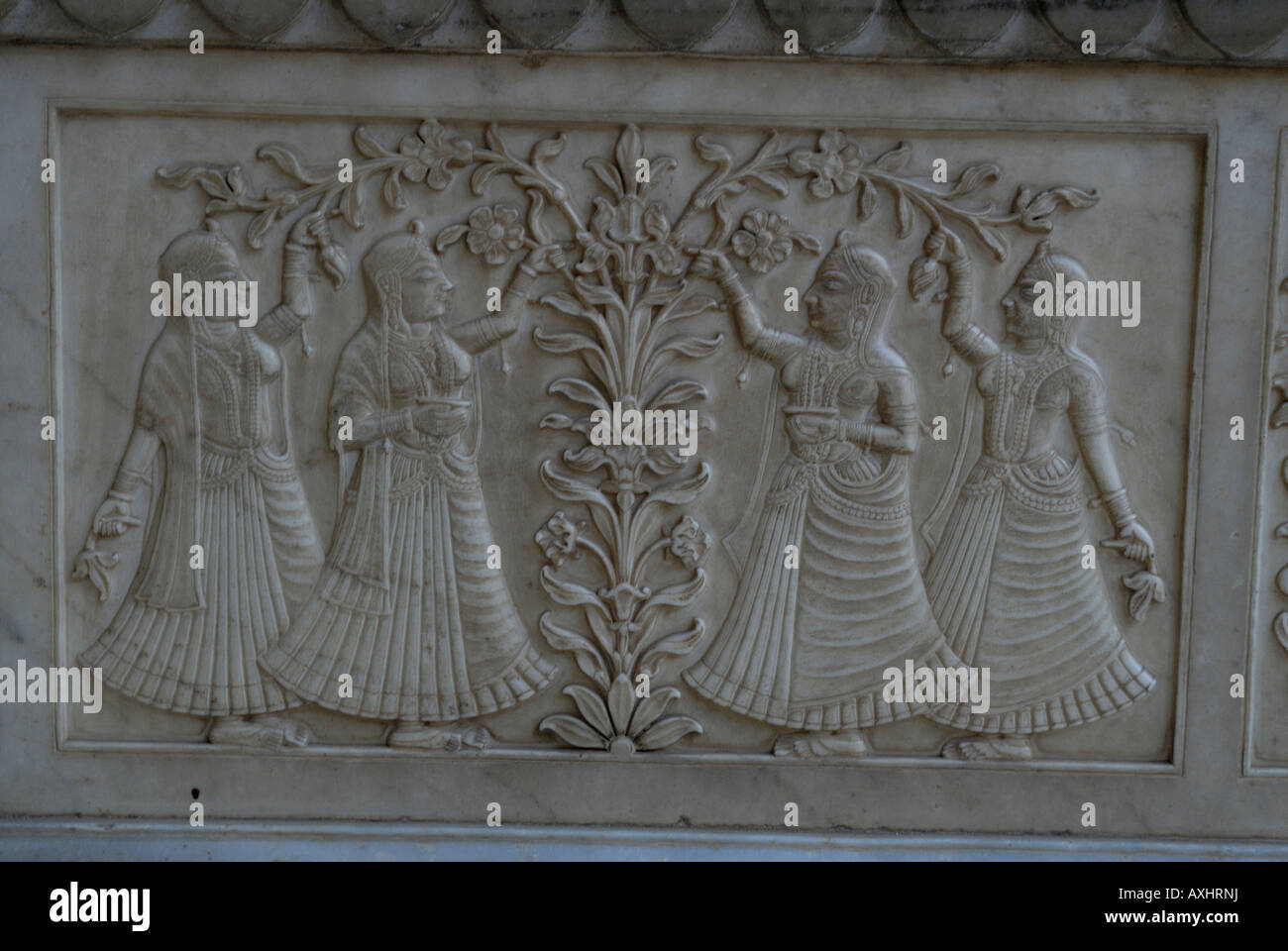Mural carving in Marble in a Temple in Jaipur Rajasthan India Stock ...