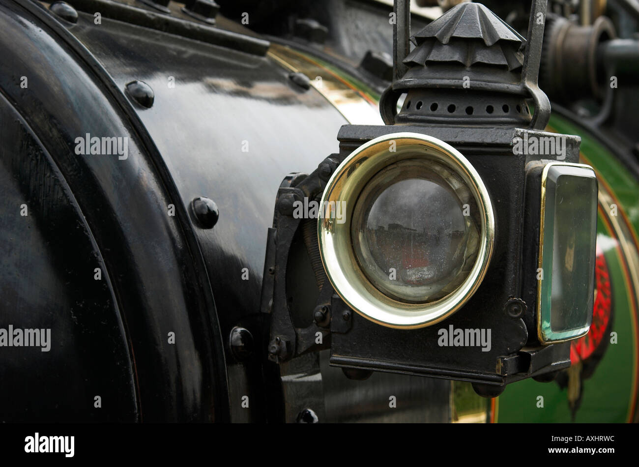 Large bulls-eye oil burning headlamp on a steam traction engine Stock ...