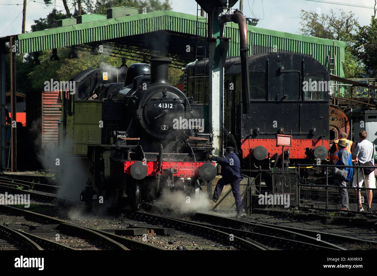 Ivatt Class 2 2-6-2 tank engine waiting in the sidings at Ropely ...