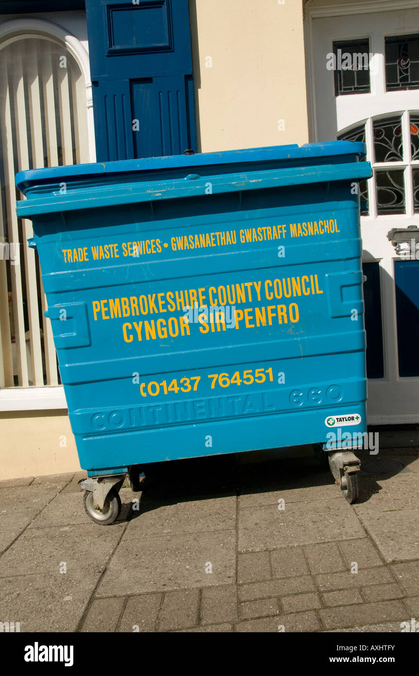 Pembrokeshire County county council blue trade waste skip, Narberth ...