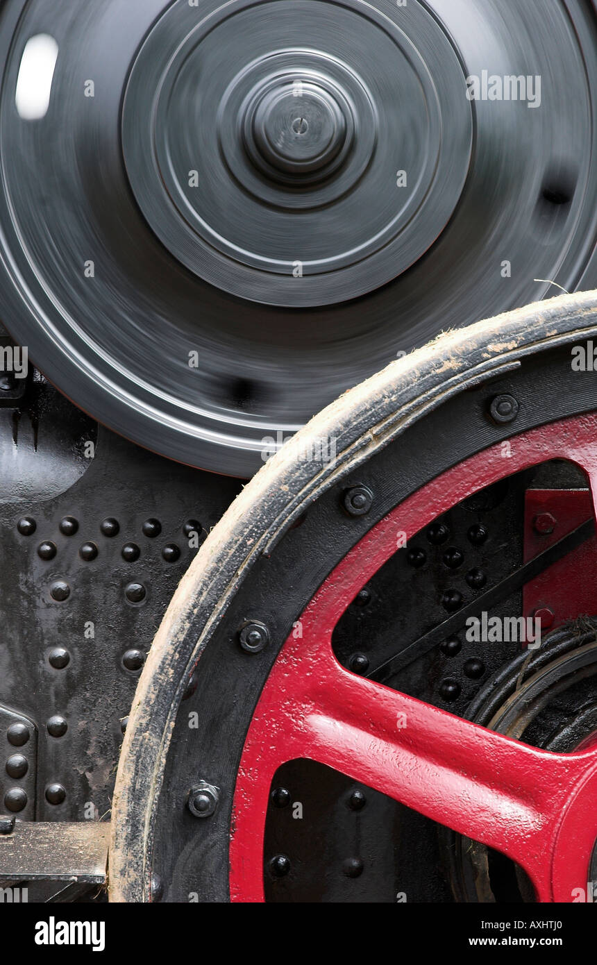Flywheel and driving wheel of a steam traction engine Stock Photo - Alamy