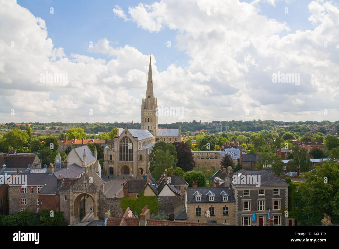 View of Norwich Cathedral from St George's church tower Tombland ...