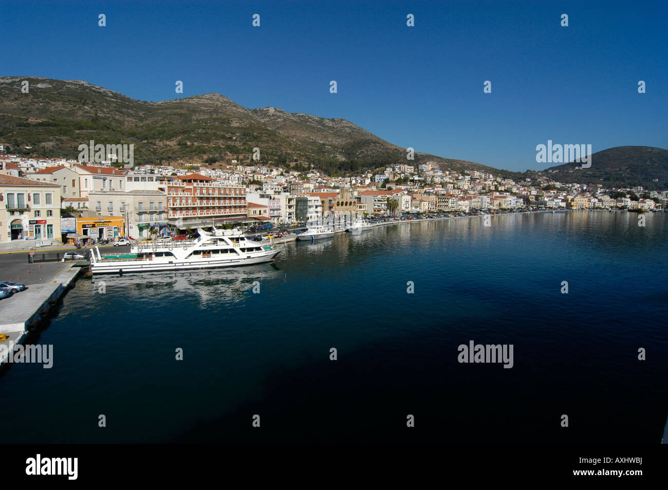 View of the port of samos town, samos island greece Stock Photo - Alamy