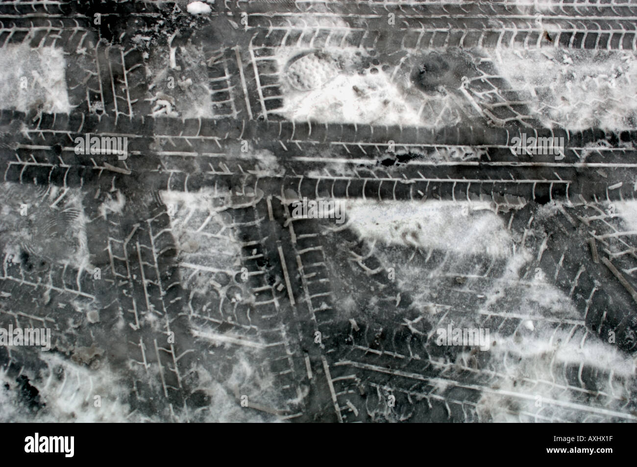 Tyre Tracks In The Snow Stock Photo - Alamy