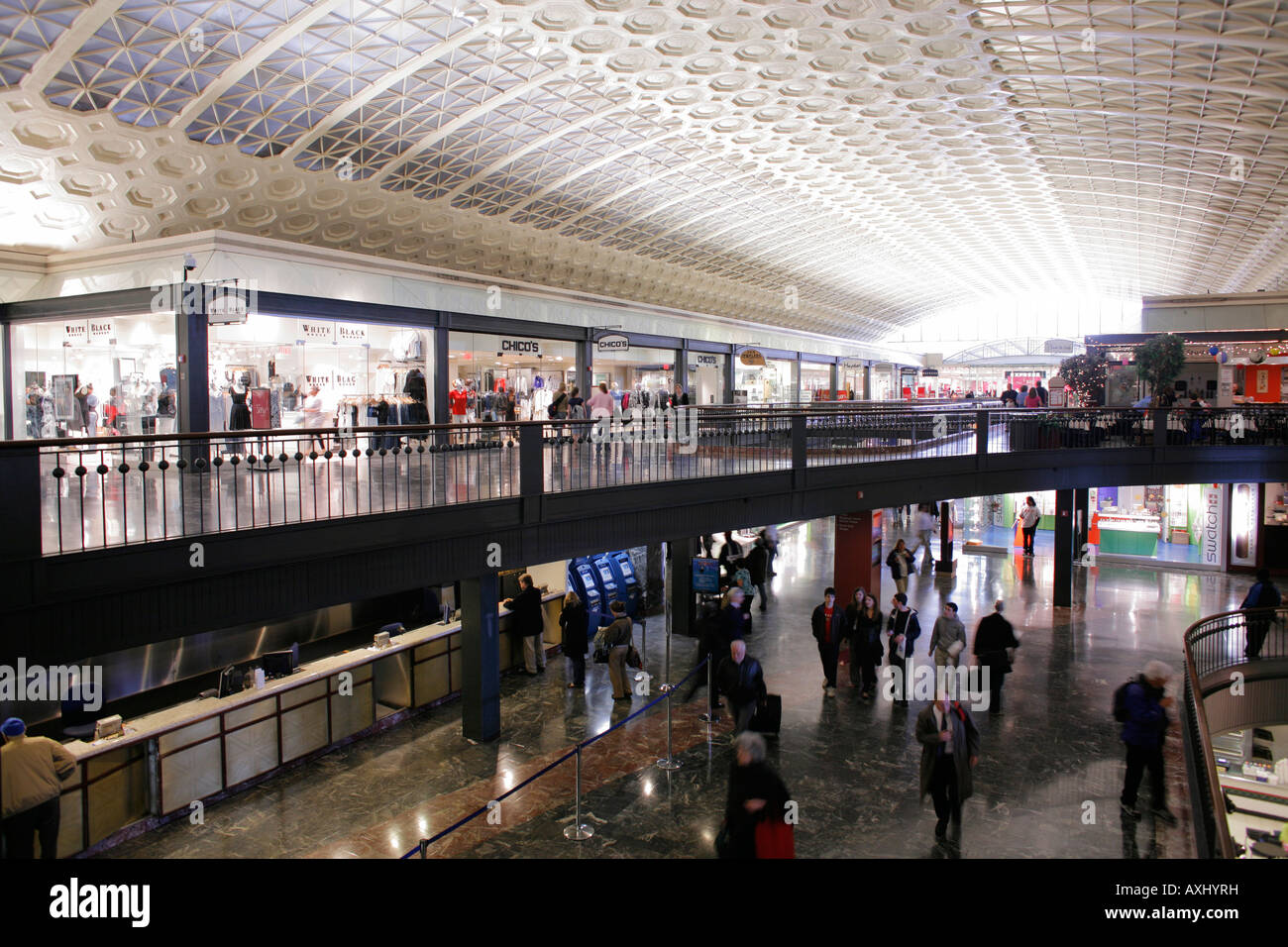 Interior of Union Station, Train station, Shopping Area, Washington DC ...