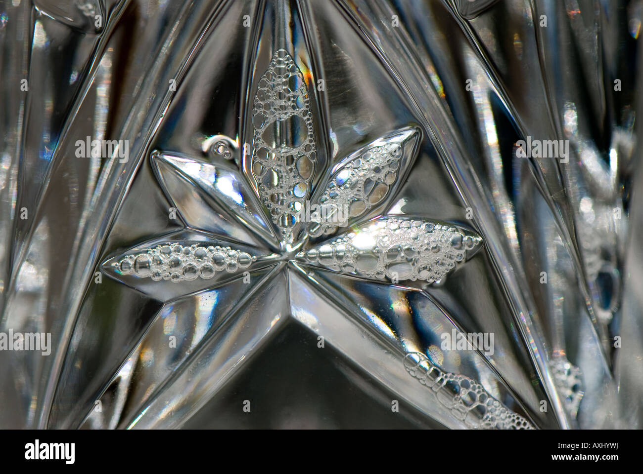 Close-up of cut glass with dark reflection Stock Photo - Alamy