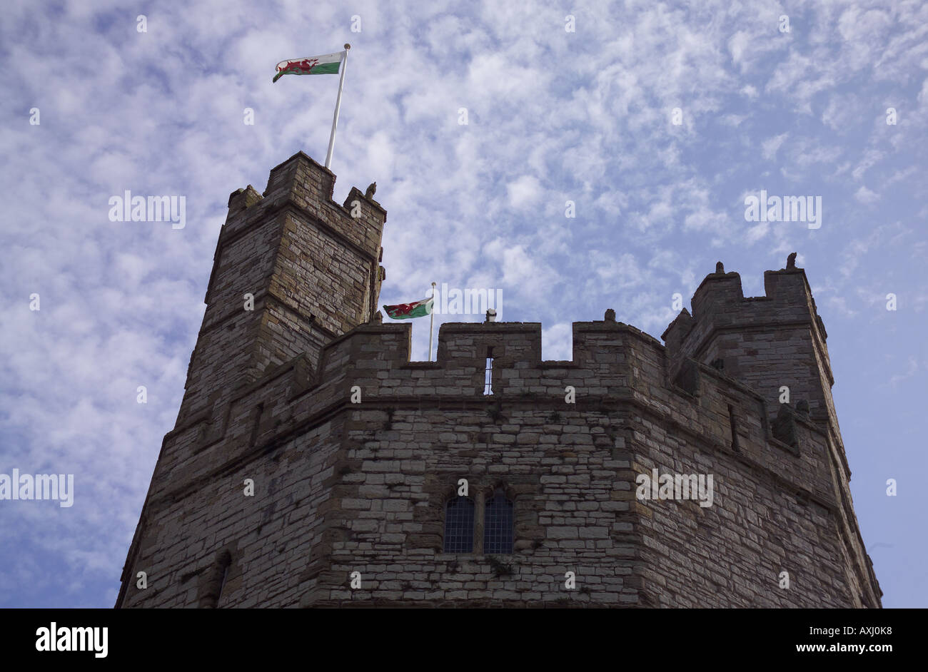 Welsh Flags on Caernarfon Castle North West Wales Stock Photo - Alamy