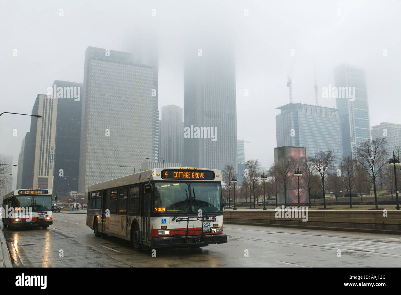 ILLINOIS Chicago Public bus on Michigan Avenue near Millennium Park ...