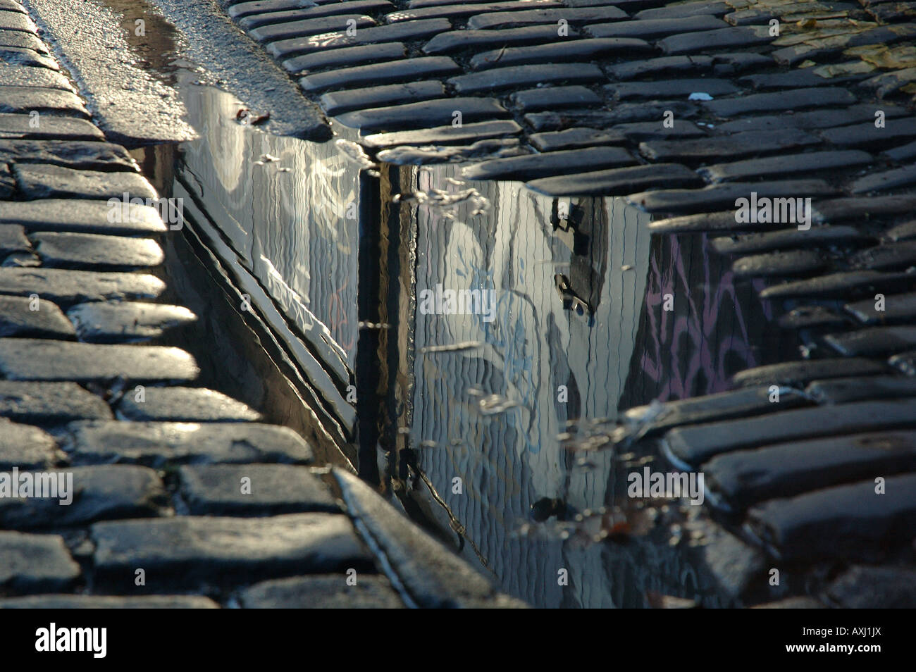 Puddle blue water reflects hi-res stock photography and images - Alamy