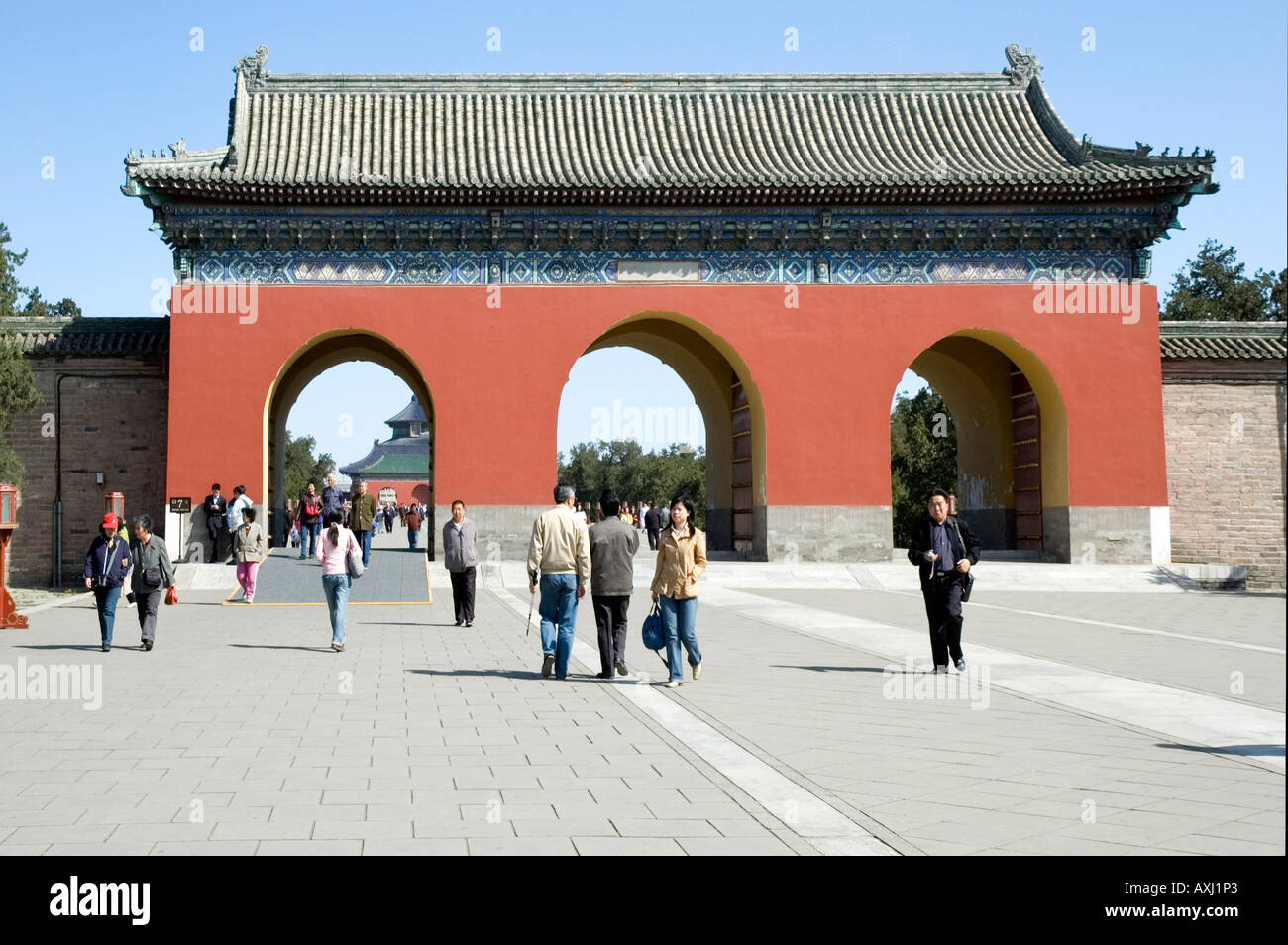 Three arch gateway in the Temple of Heaven, Beijing Stock Photo - Alamy