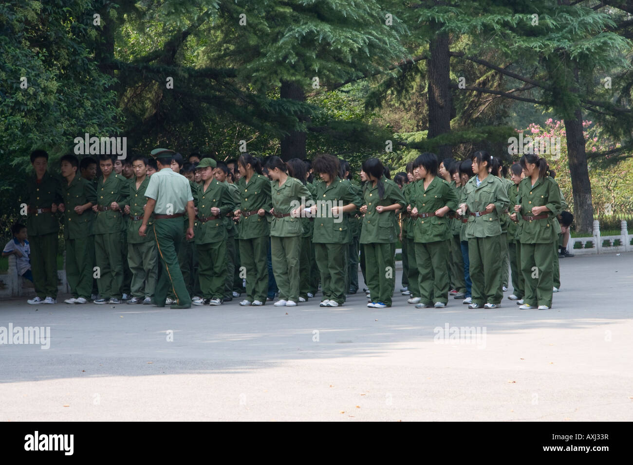 Chinese students in military training Stock Photo - Alamy