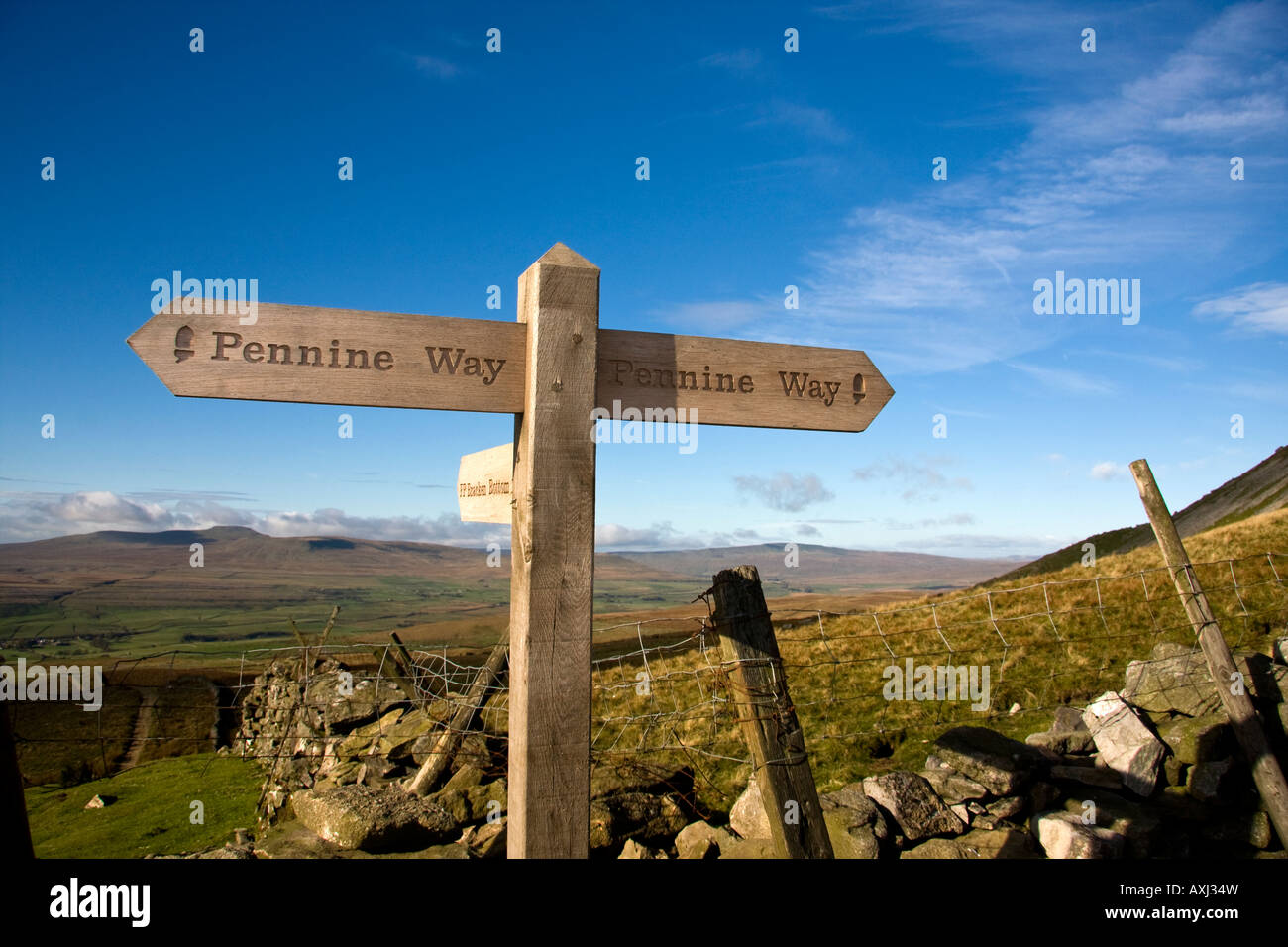 signage for the Pennine Way a 270 mile long walking route United ...