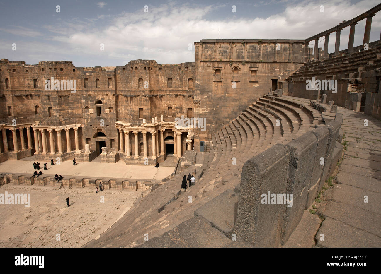Bosra Syria Ayyubid fort containing the Roman amphitheatre Stock Photo ...