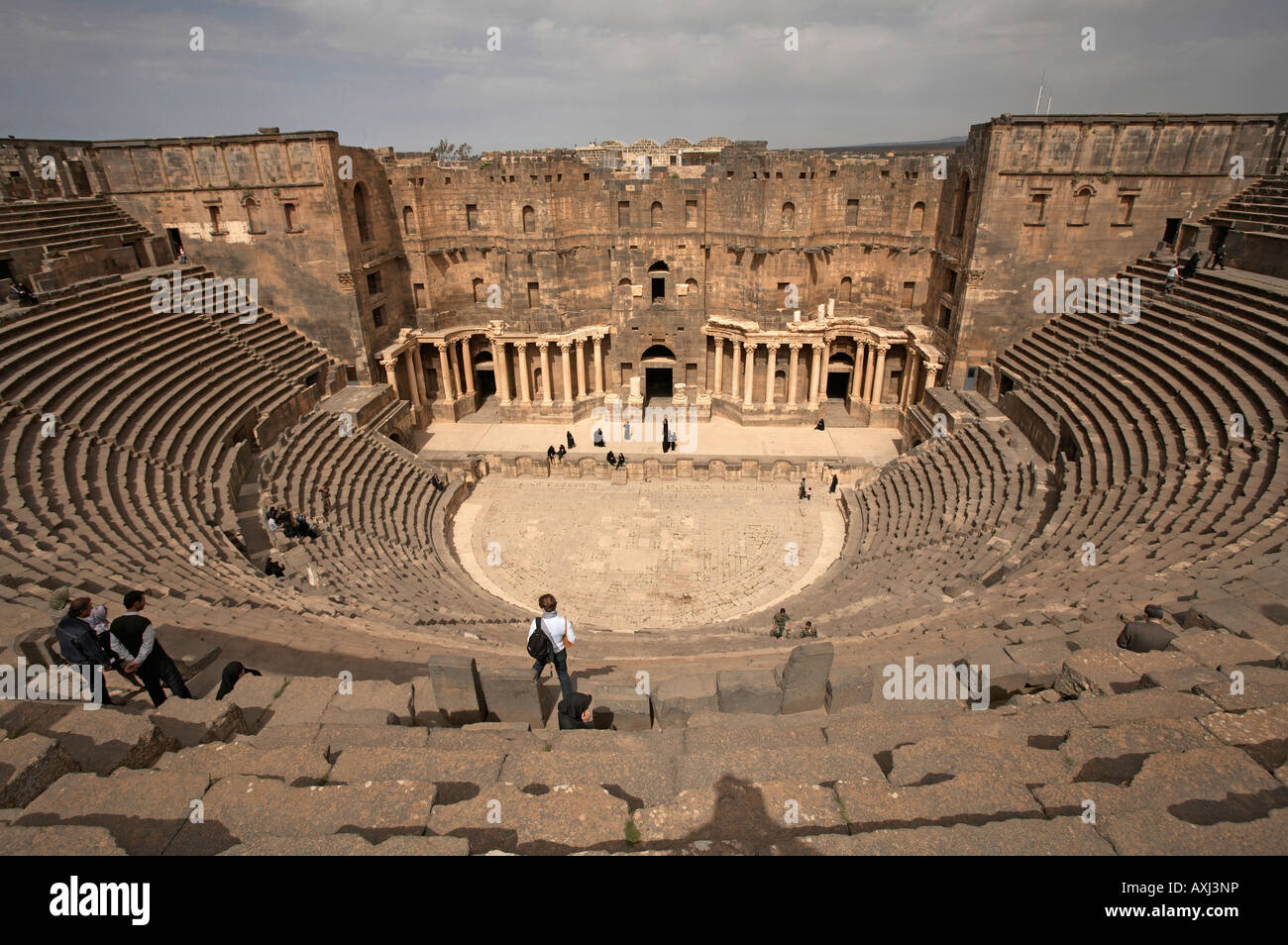 Bosra Syria Ayyubid fort containing the Roman amphitheatre Stock Photo ...