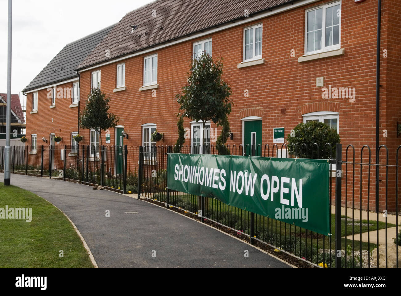 Show homes UK. Affordable new housing Showhomes Now Open sign at ...