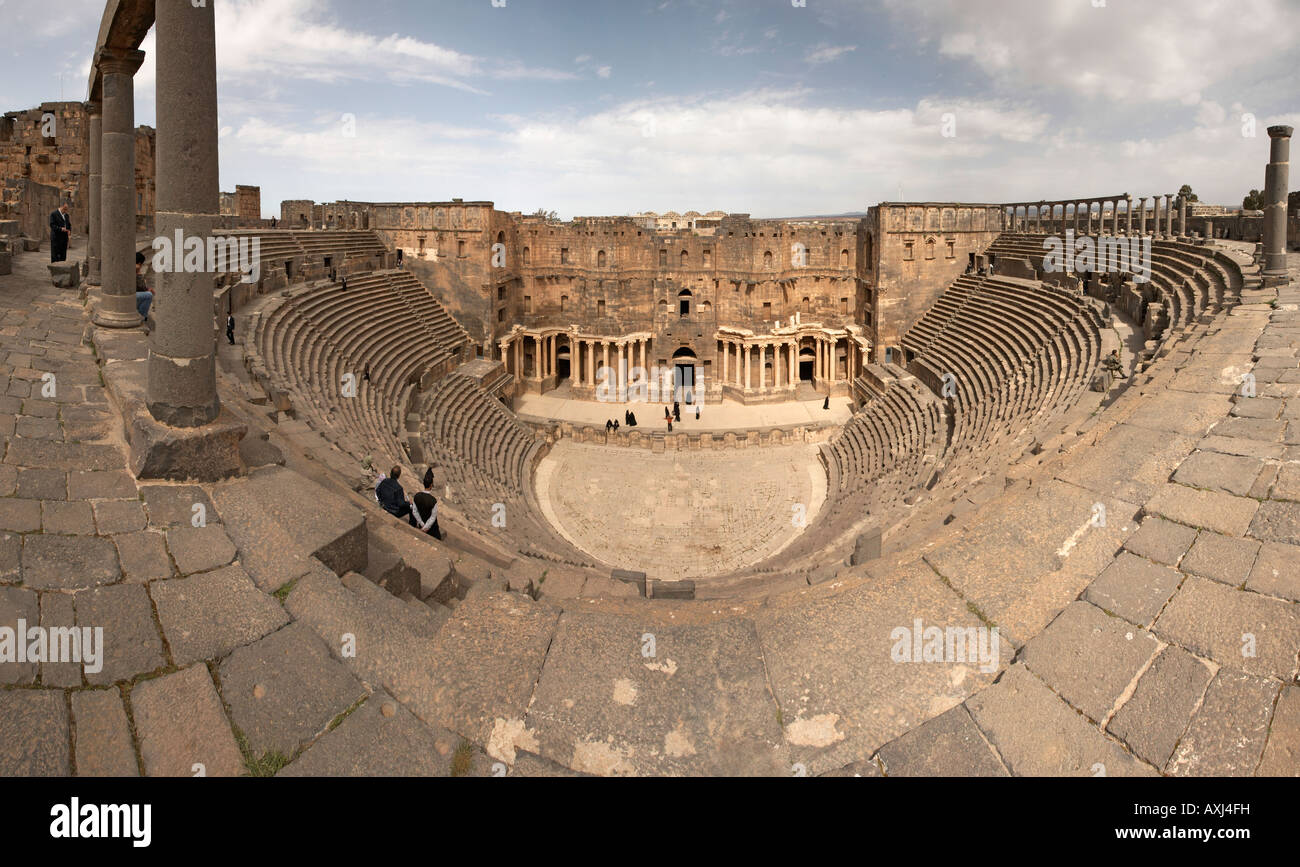 Bosra Syria Ayyubid fort containing the Roman amphitheatre Stock Photo ...