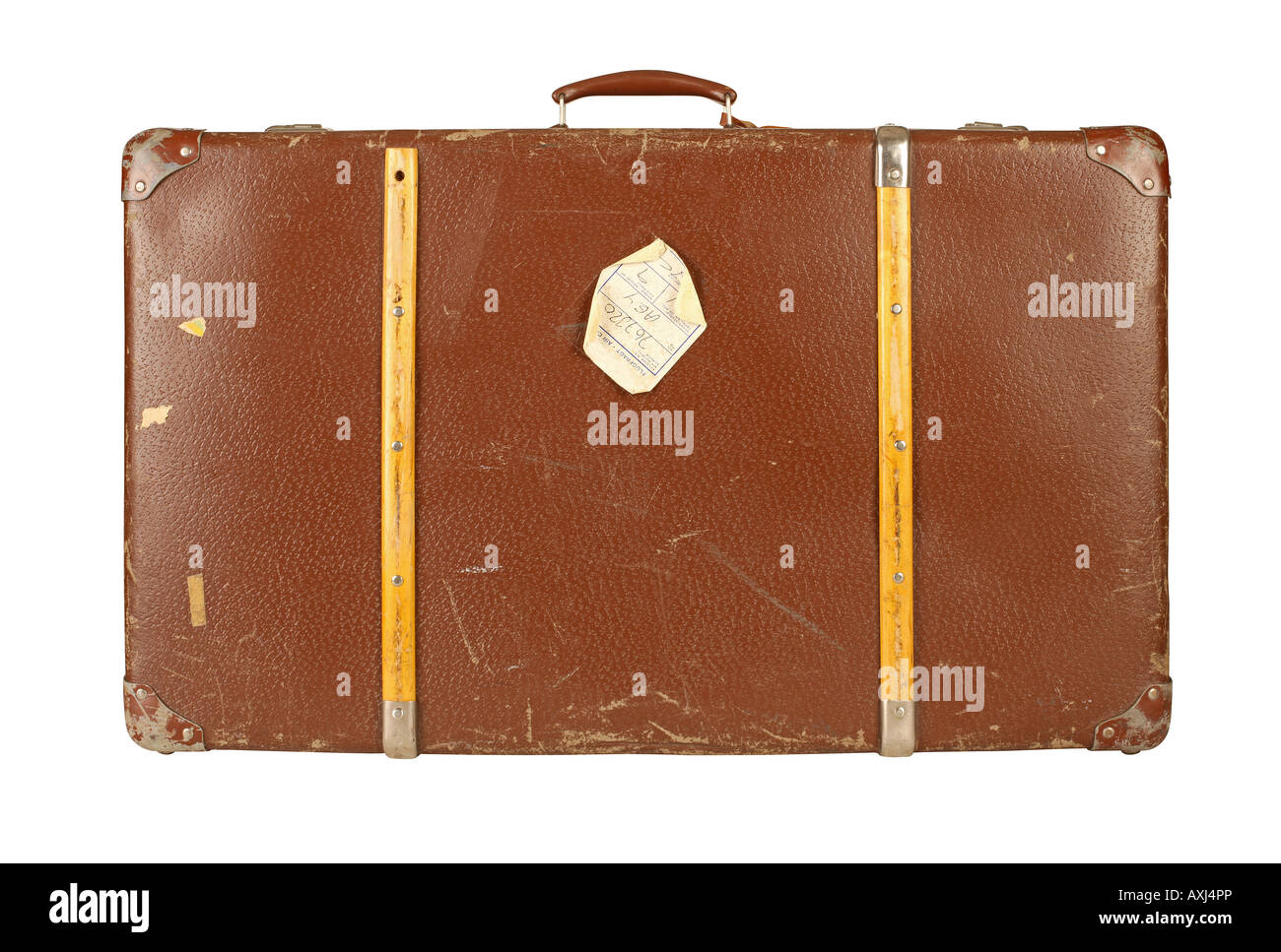 Old and worn retro suitcase isolated on white background Stock Photo ...