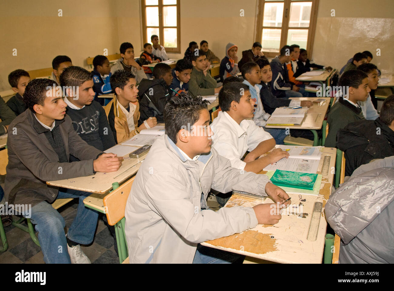 Pupils in English class at the Islamic Arts and Crafts School, Tripoli ...
