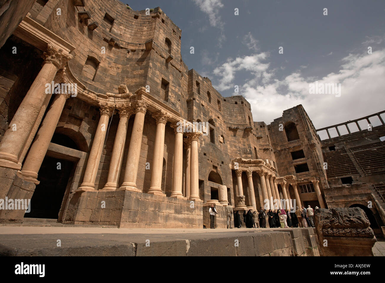 Bosra Syria Ayyubid fort containing the Roman amphitheatre Stock Photo ...